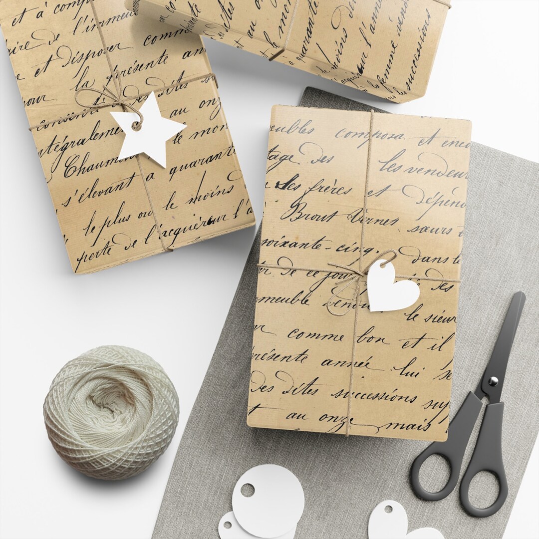 French Wrapping Paper - Vintage French Language Words France Gift Wrap ...