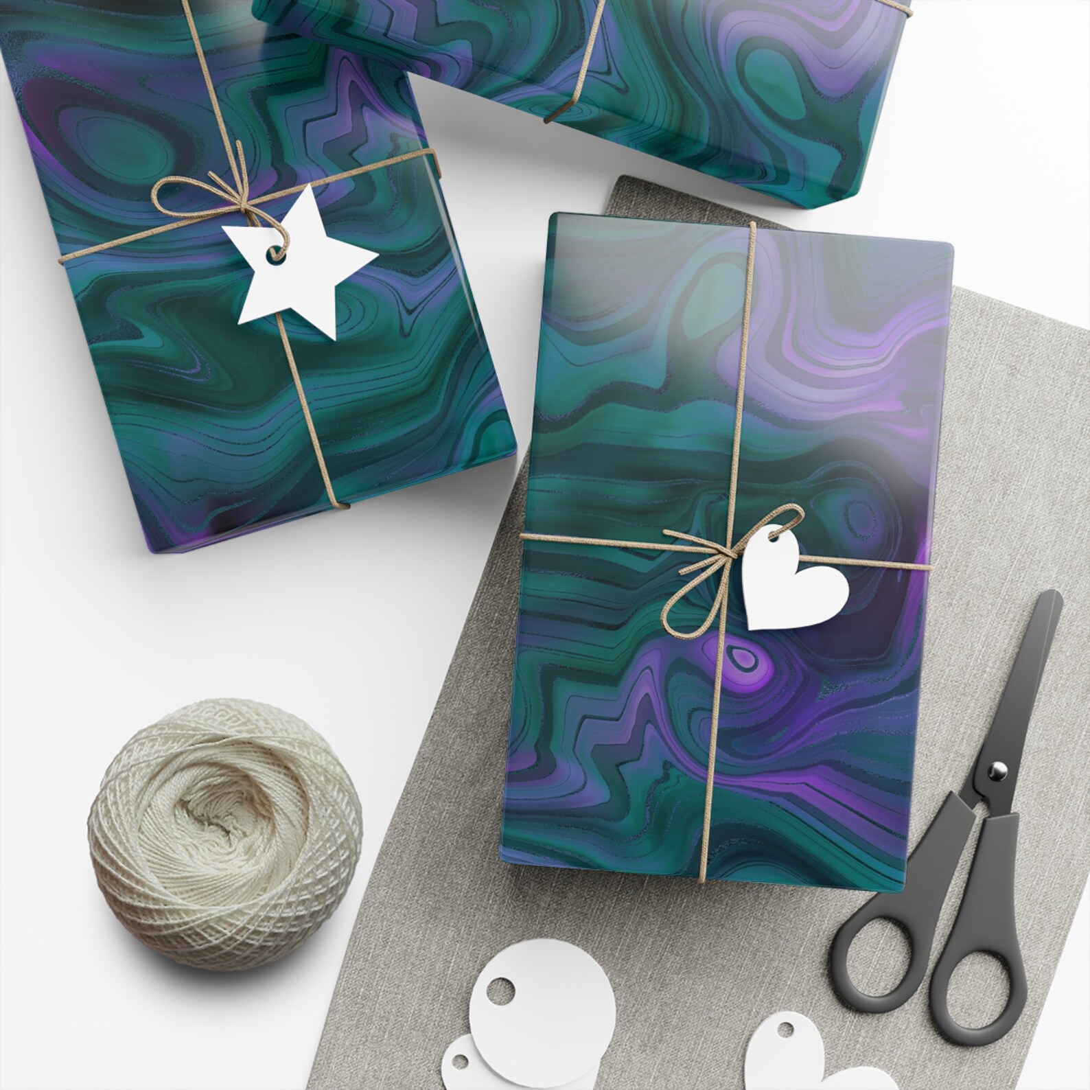 Dark Green Purple Wrapping Paper Marble Emerald Green Gift Wrap ...