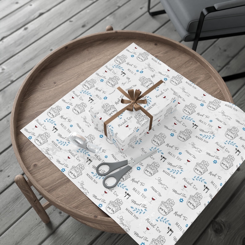 Jewish Wedding Gift Wrapping Paper Mazel Tov Card Hebrew - Etsy