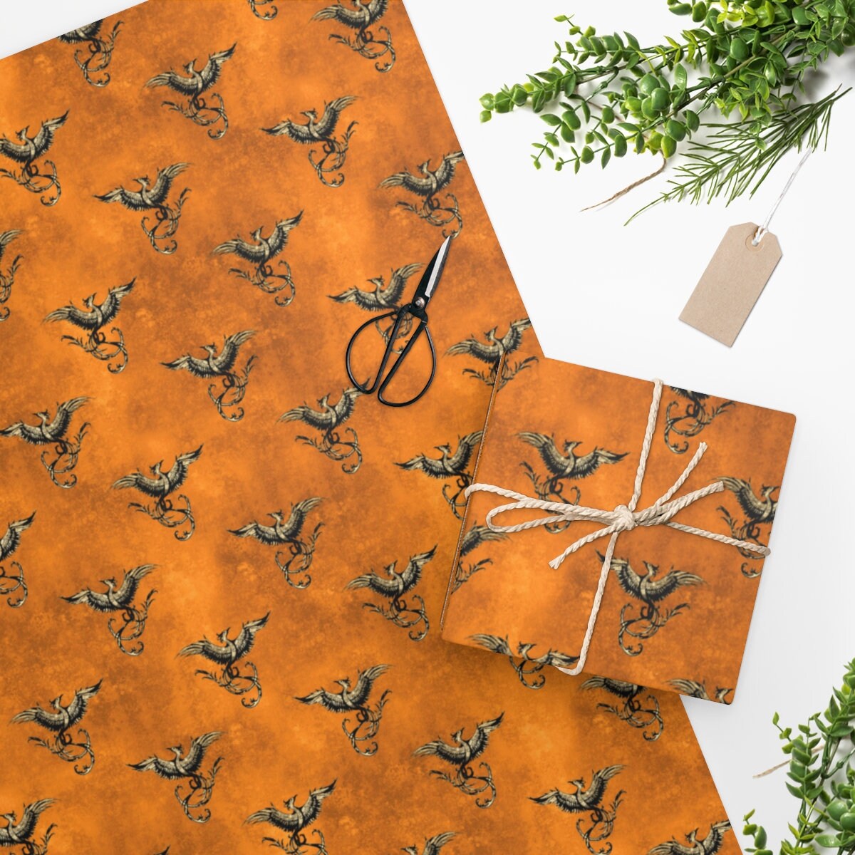 Bronze Dragon Wrapping Paper Fantasy Burnt Orange Gift Wrap - Etsy