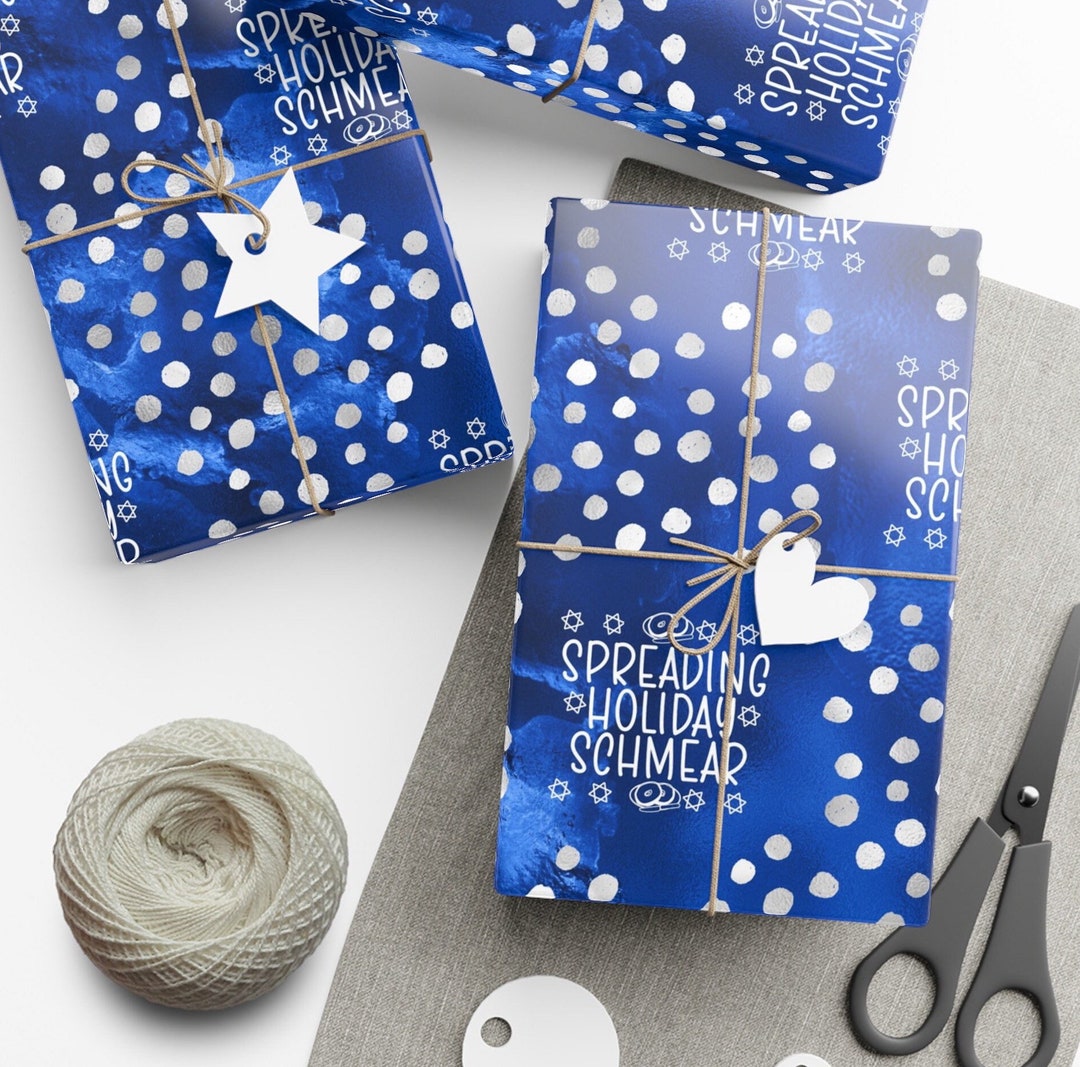 Funny Jewish Wrapping Paper - Blue Hanukkah Decoration Chanukah Gift ...