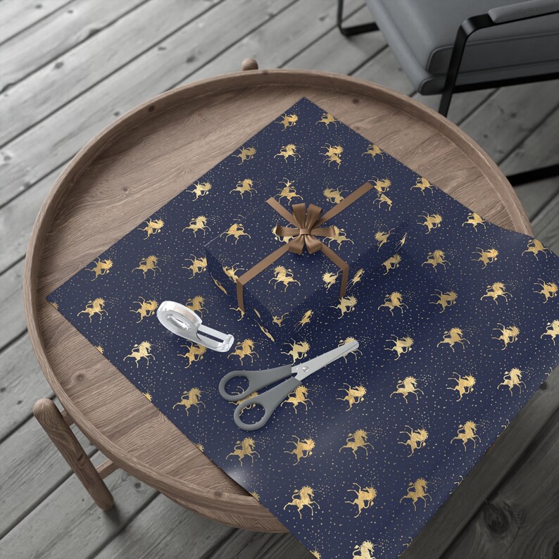 Navy Blue Gold Unicorn Wrapping Paper Dark Blue Gift Wrap - Etsy