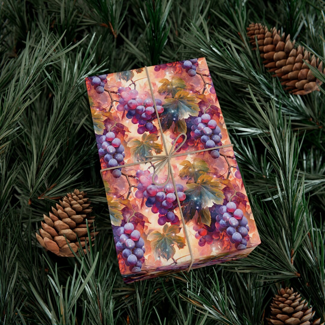 Wine Themed Gift Wrapping Paper - Grape Vine Art Vineyard Wedding Gift ...