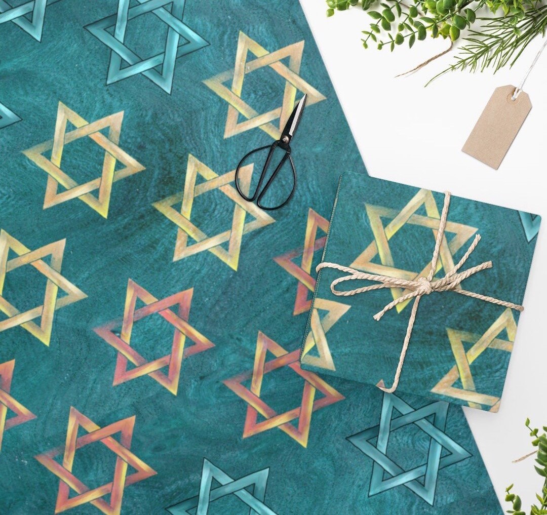 Jewish Gift Wrapping Paper - Jewish Star of David Judaica Magen David ...