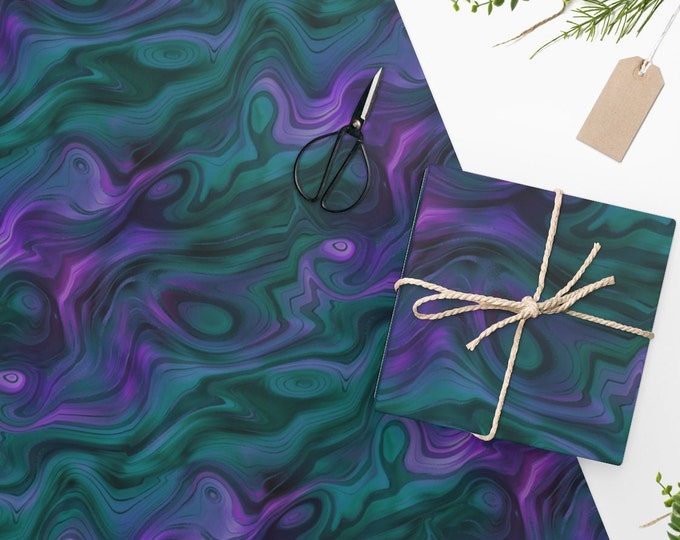 Dark Green Purple Wrapping Paper Marble Emerald Green Gift Wrap ...