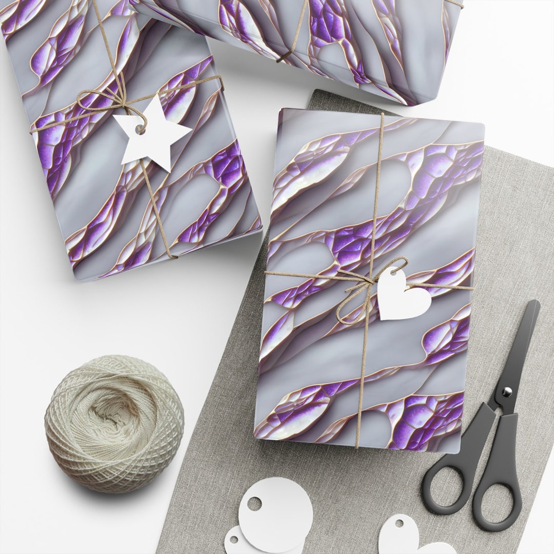 Purple Marbled Gift Wrapping Paper Eclectic Decor Geode Wrapping Paper ...