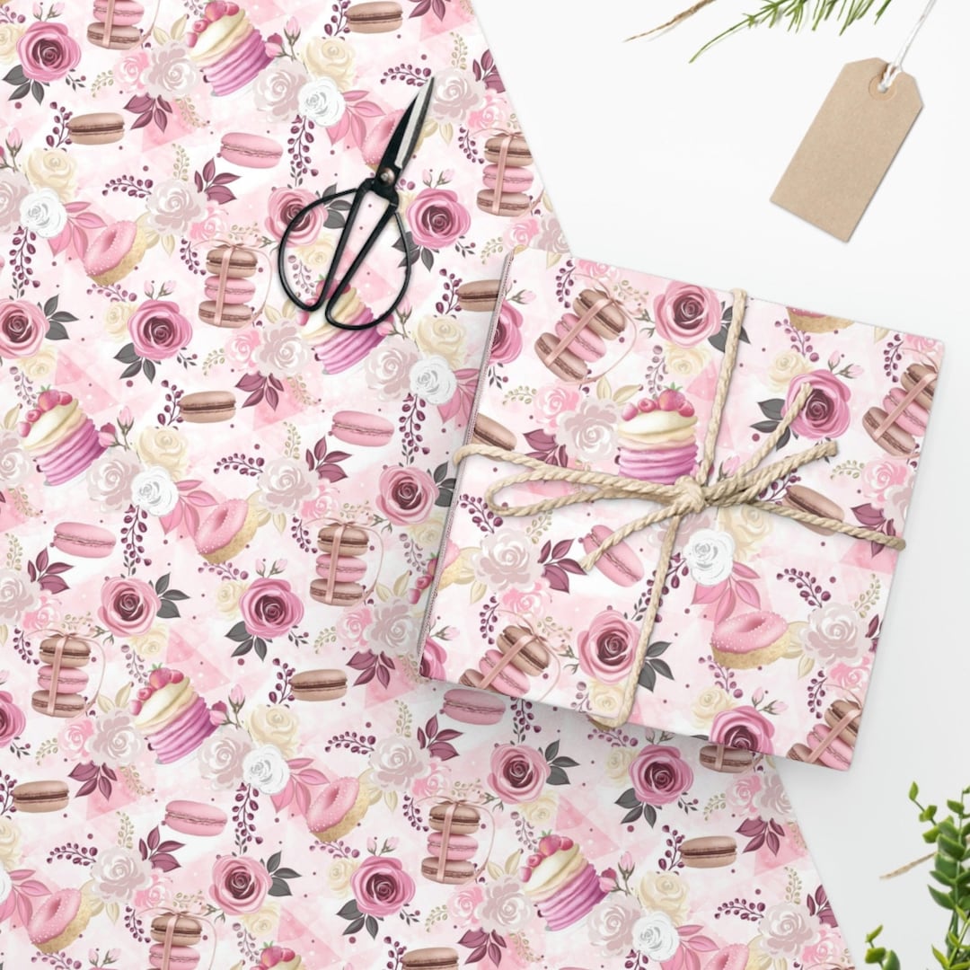 Pink Macarons Gift Wrapping Paper - Dessert Baker Valentines Day Gift ...