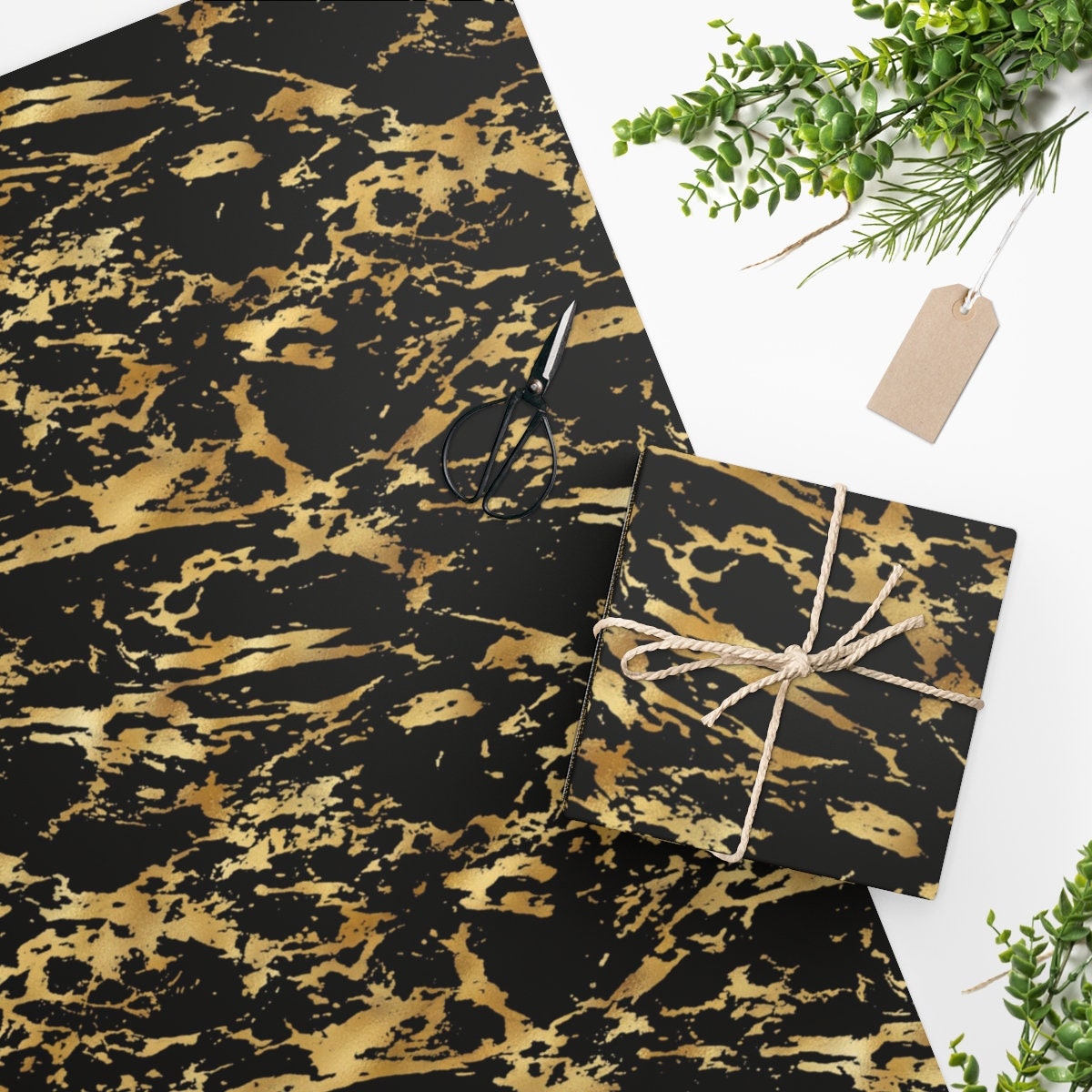Black and Gold Wrapping Paper Roll Elegant Marble Gift Wrap - Etsy