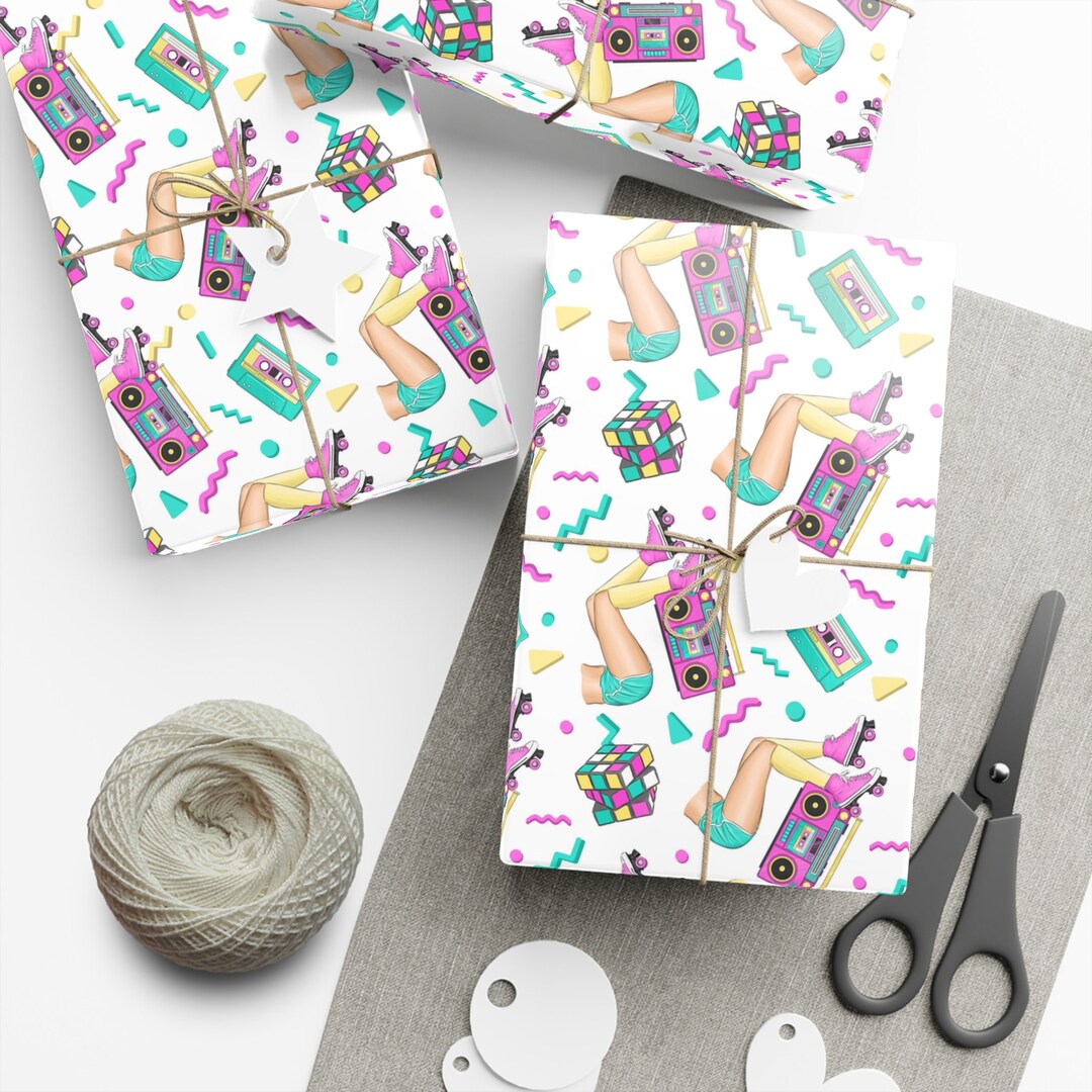 90s Wrapping Paper - Retro Skater Girl Gift Wrap 90s Party Decoration ...