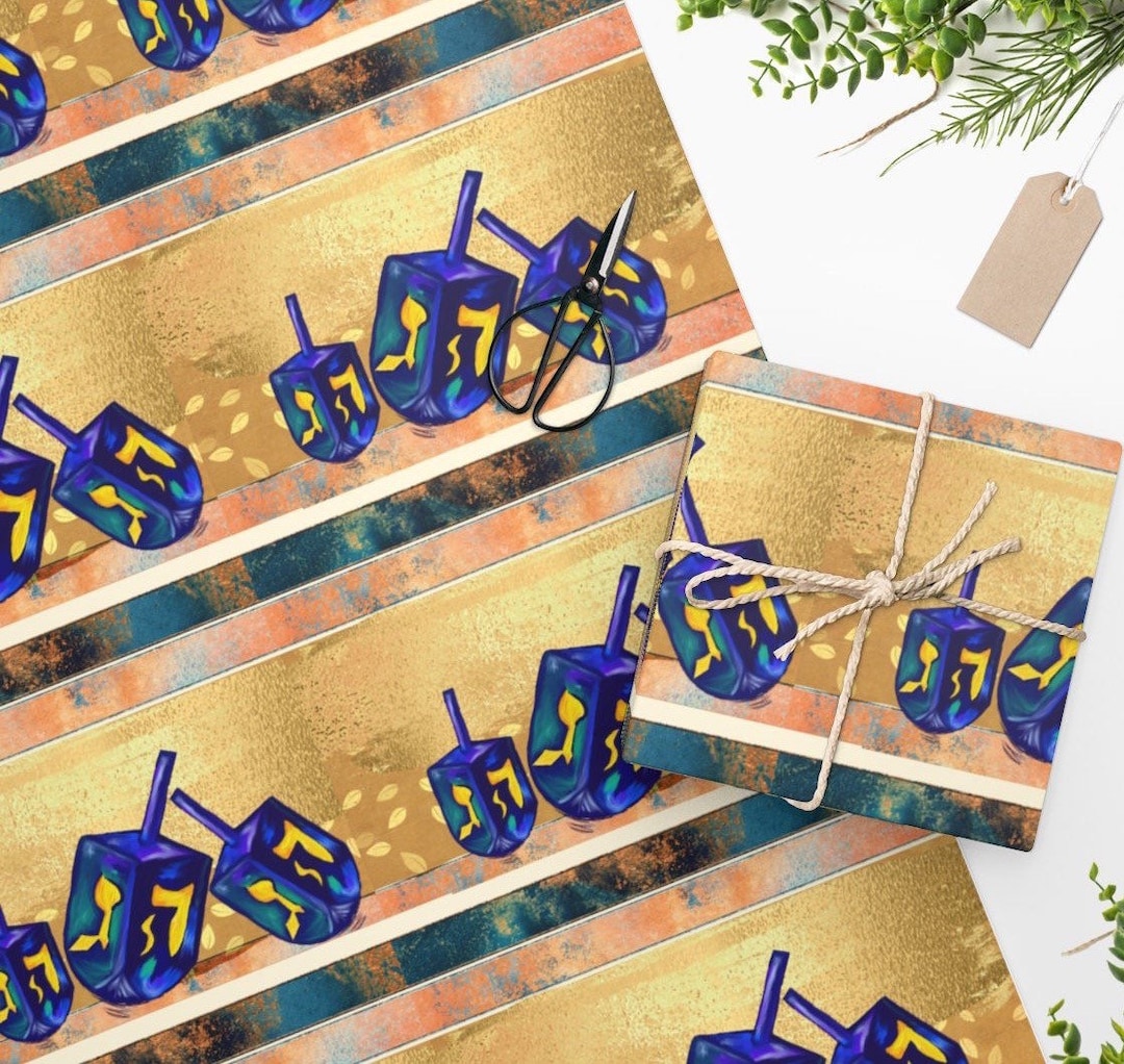 Hanukkah Wrapping Paper Roll - Gold, Hanukkah Gifts, Gift Wrap Roll ...