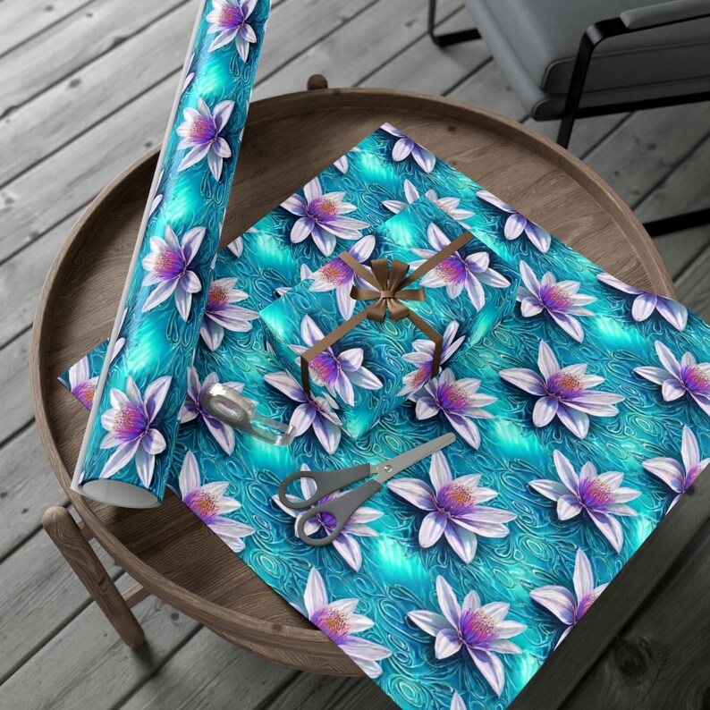 Water Lily Wrapping Paper Roll Aquatic Plants, Pond Flowers, Water ...
