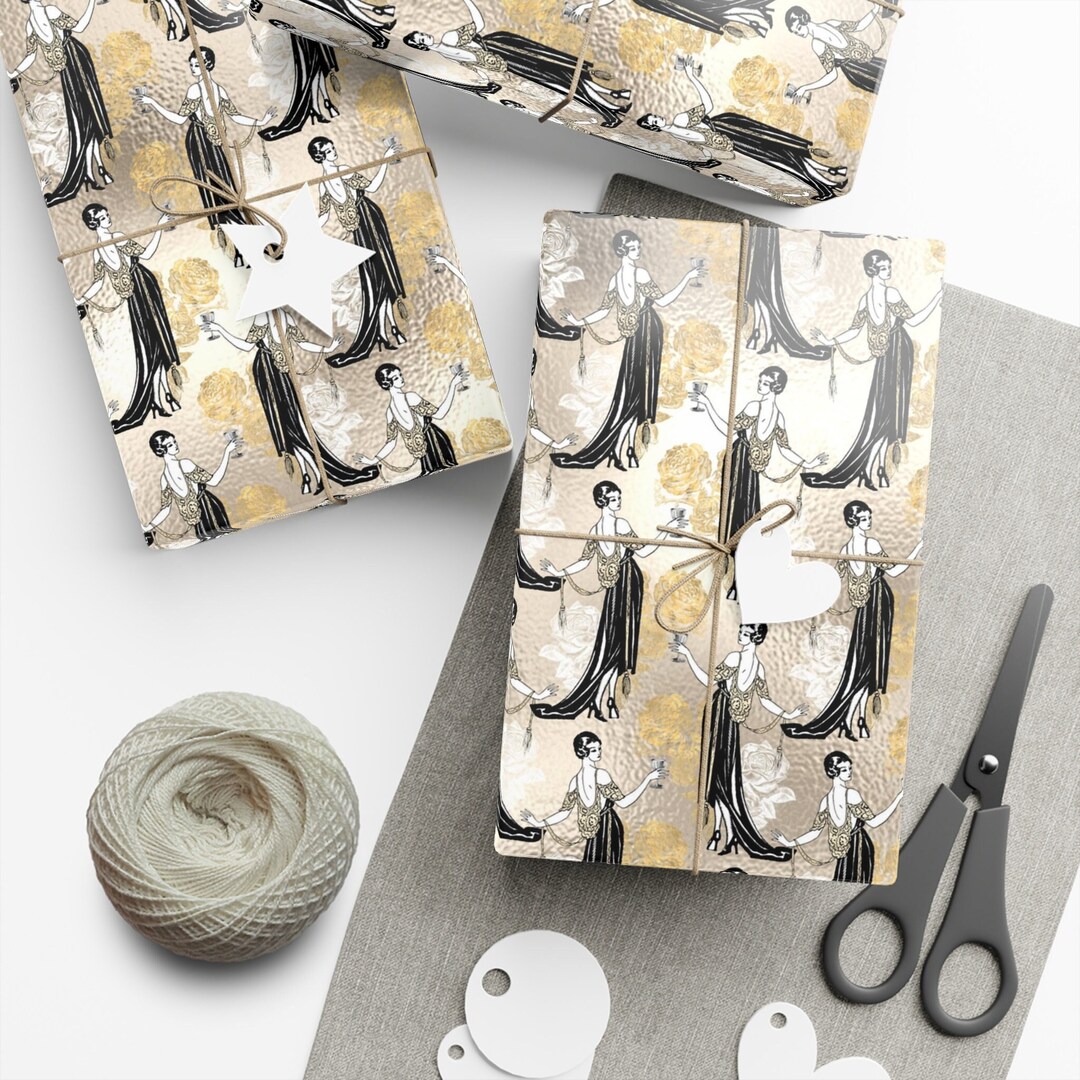 Gold Wine Wrapping Paper Roll - Fancy Champagne Gold Gift Wrapping ...
