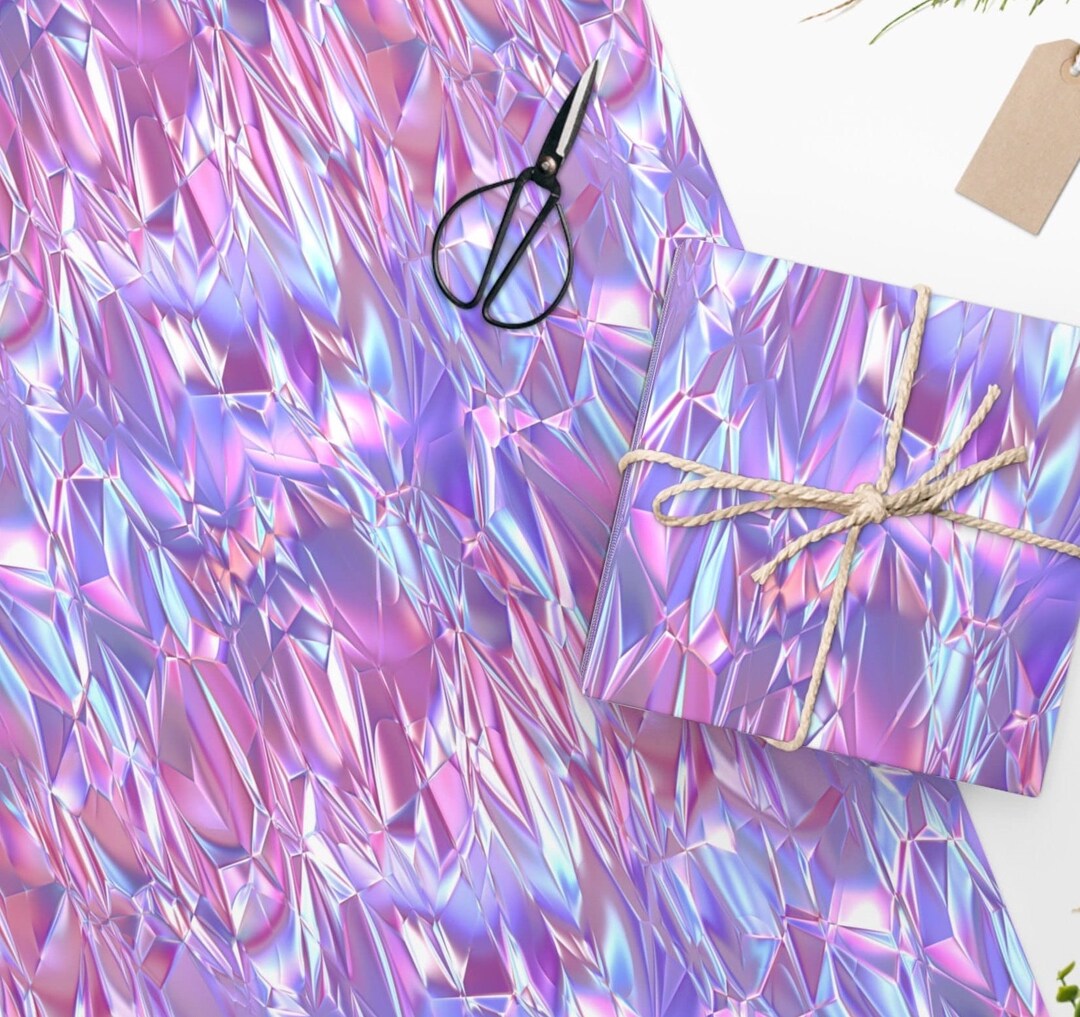 Pink Purple Shiny Wrapping Paper Roll - Girls Birthday Gift Wrap ...
