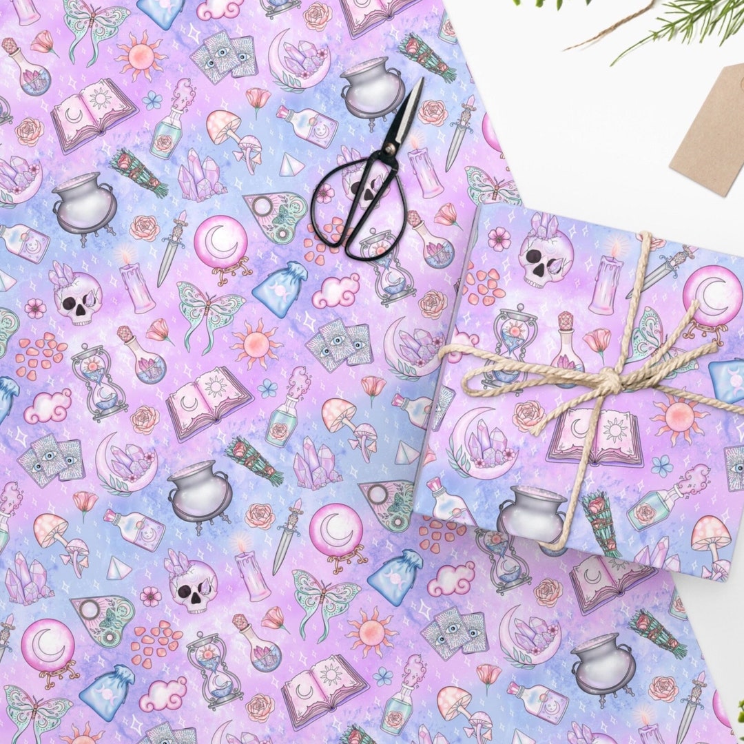 Witchy Gift Wrapping Paper Roll - Cute Pastel Halloween Wrapping Paper ...