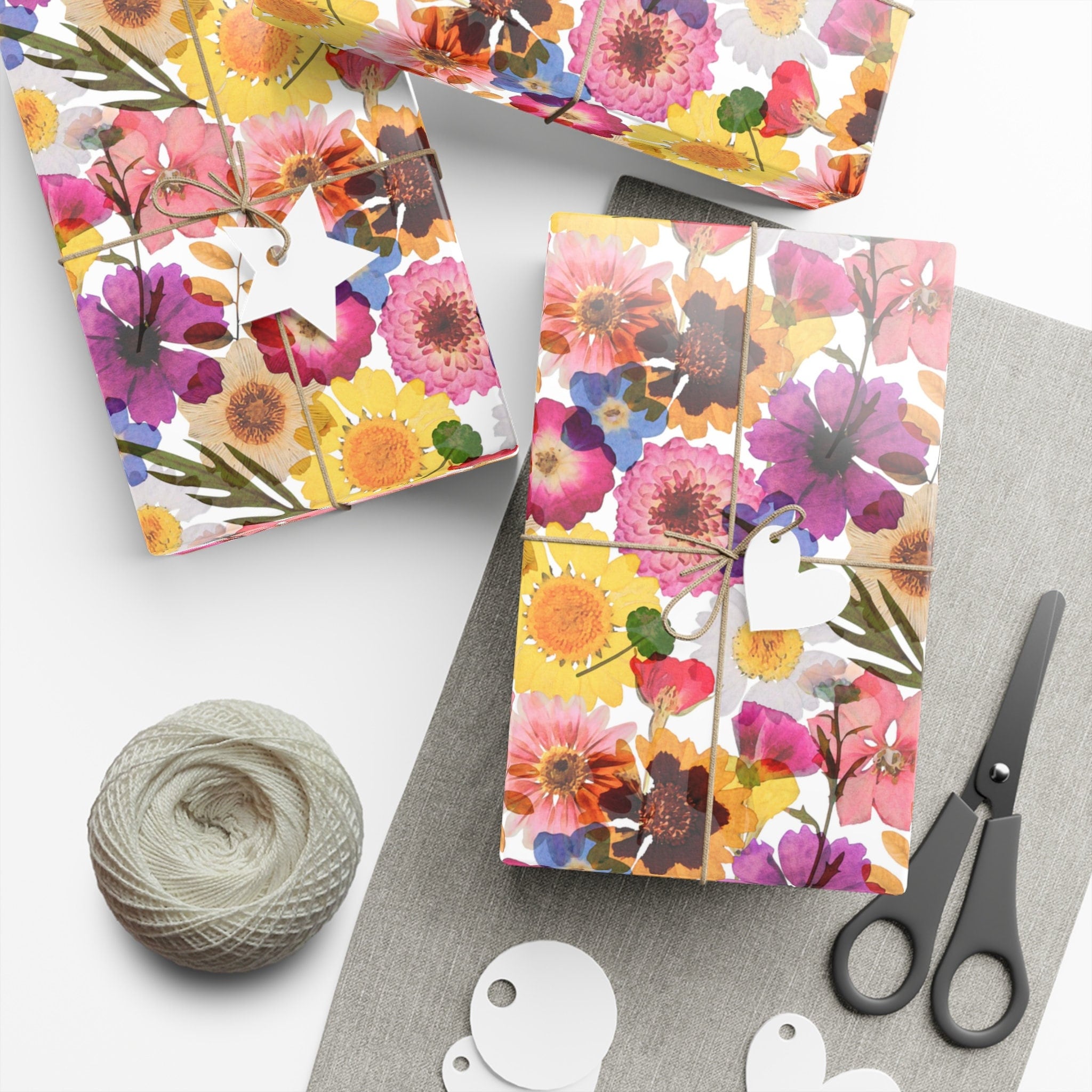 Pressed Flower Wrapping Paper Roll Mothers Day Gift, Gift Wrap Roll ...