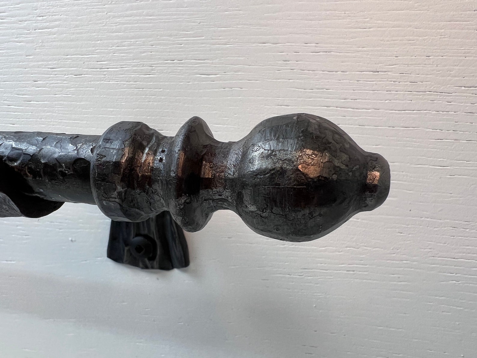 Curtain Rod With Acorn Finial and Bracket, Wrought Iron, All Hand Hammered. Window Treatments ...