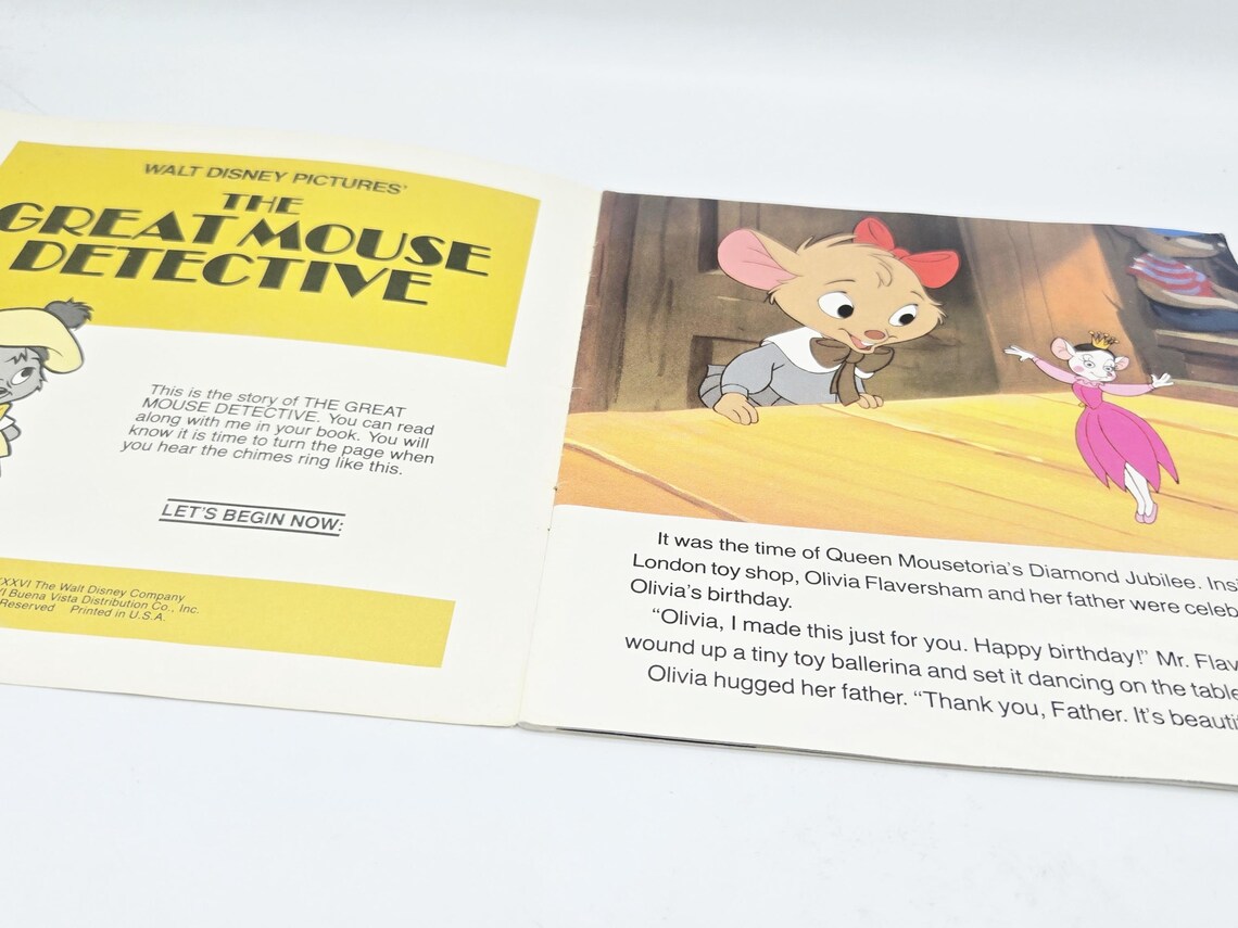 The Great Mouse Detective Walt Disney Softcover Children's Book 1986 ...