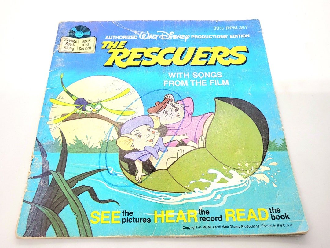 The Rescuers Walt Disney Softcover Children's Book 1977 Read-along 24 ...