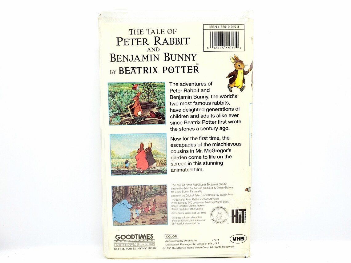 The Tale of Peter Rabbit and Benjamin Bunny by Beatrix Potter VHS 1993 ...