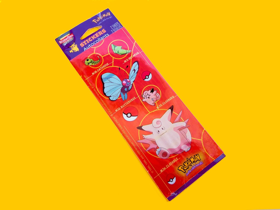 Pokemon Evolution Sticker Set Caterpie Clefairy Gamefreak 1998 Vintage ...