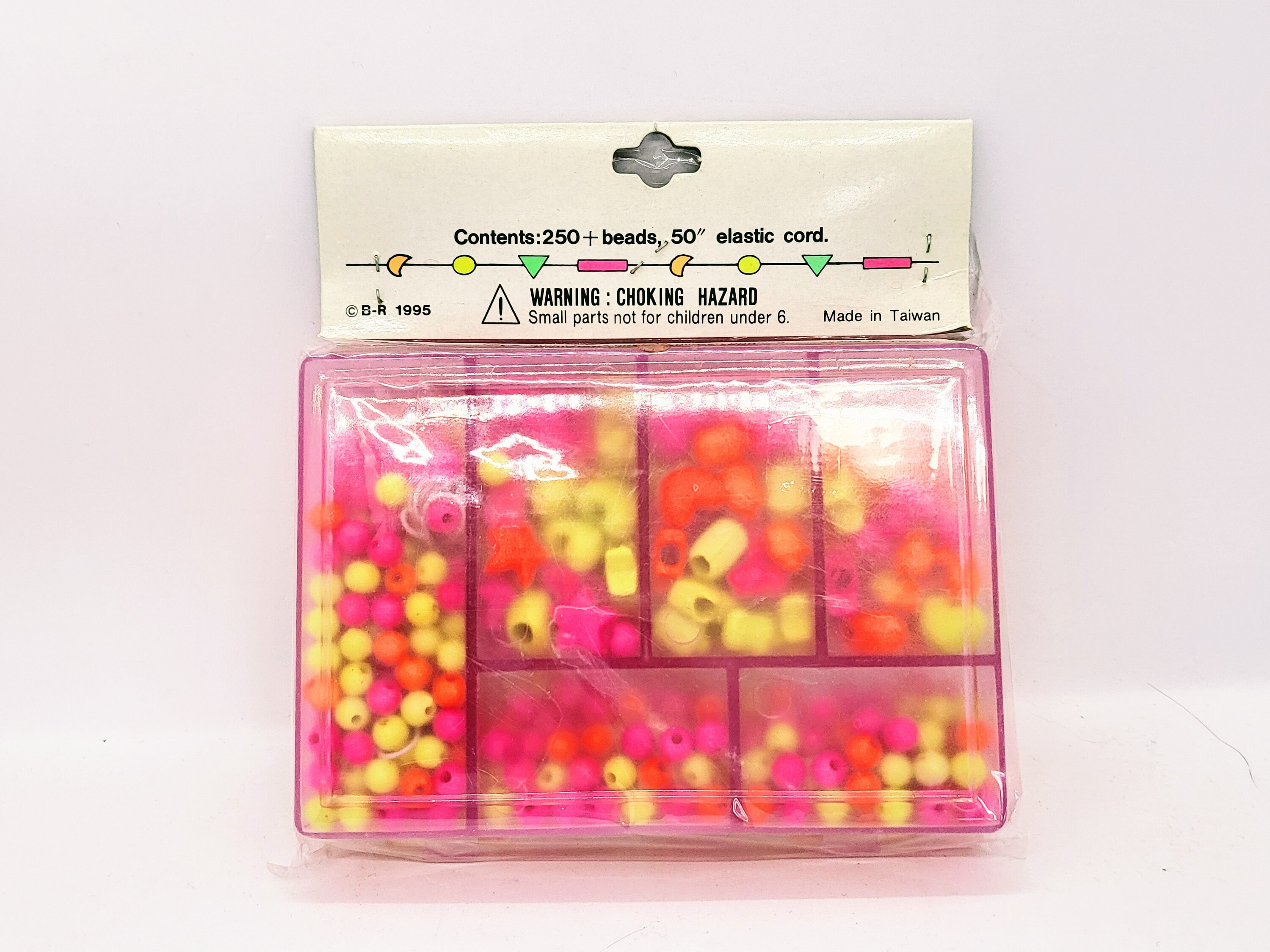 String-a-long Vintage Neon Bead Set in Plastic Trinket Box Make Your ...