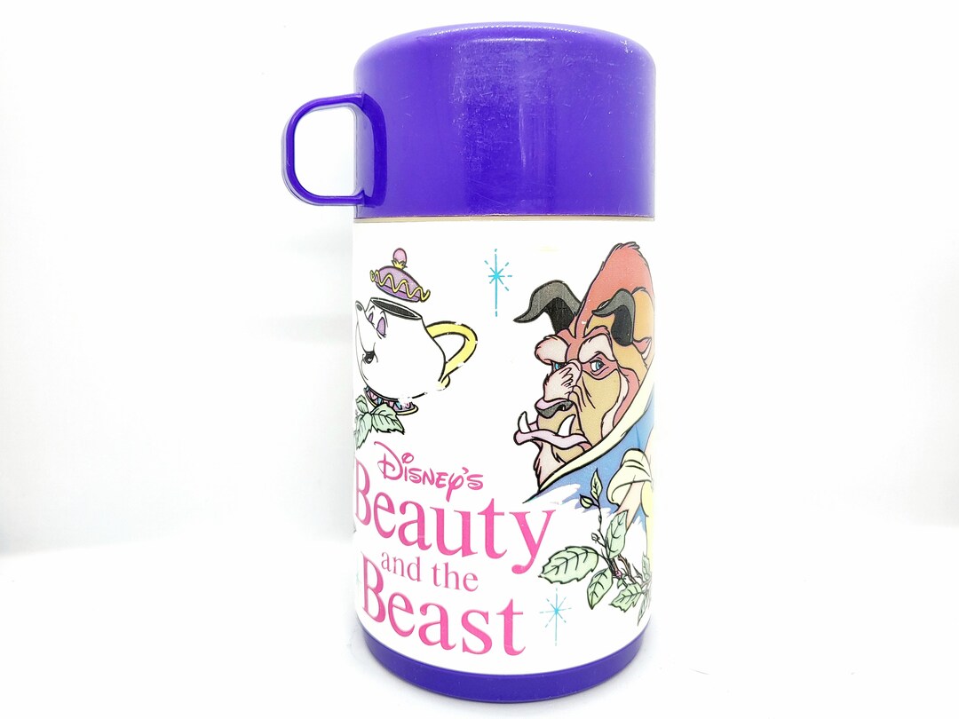 Beauty and the Beast Plastic Aladdin Thermos 1991 Plastic Purple ...