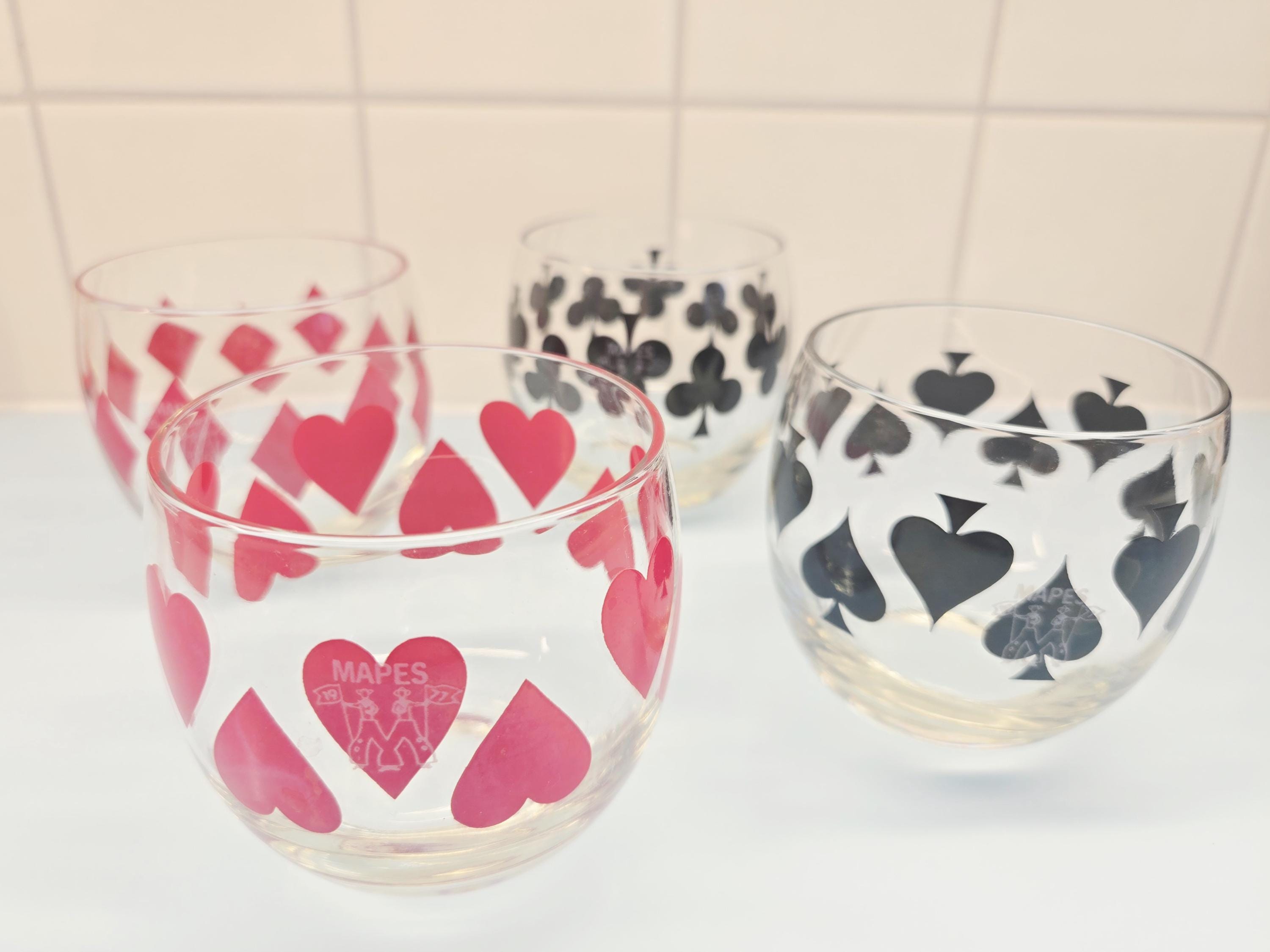Vintage Playing Cards Roly Poly Mapes Hotel Drinkware Set of 4 Reno NV ...