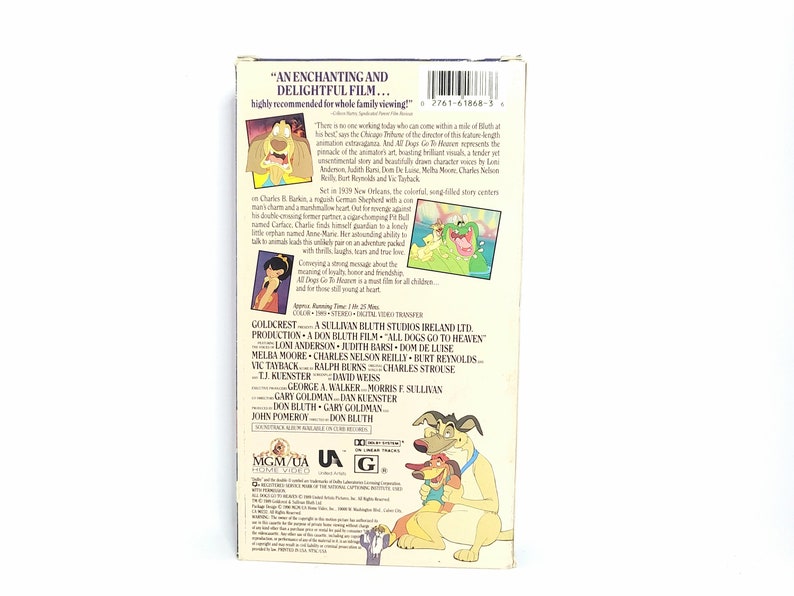 All Dogs Go the Heaven VHS Don Bluth Animation 80s Rare - Etsy