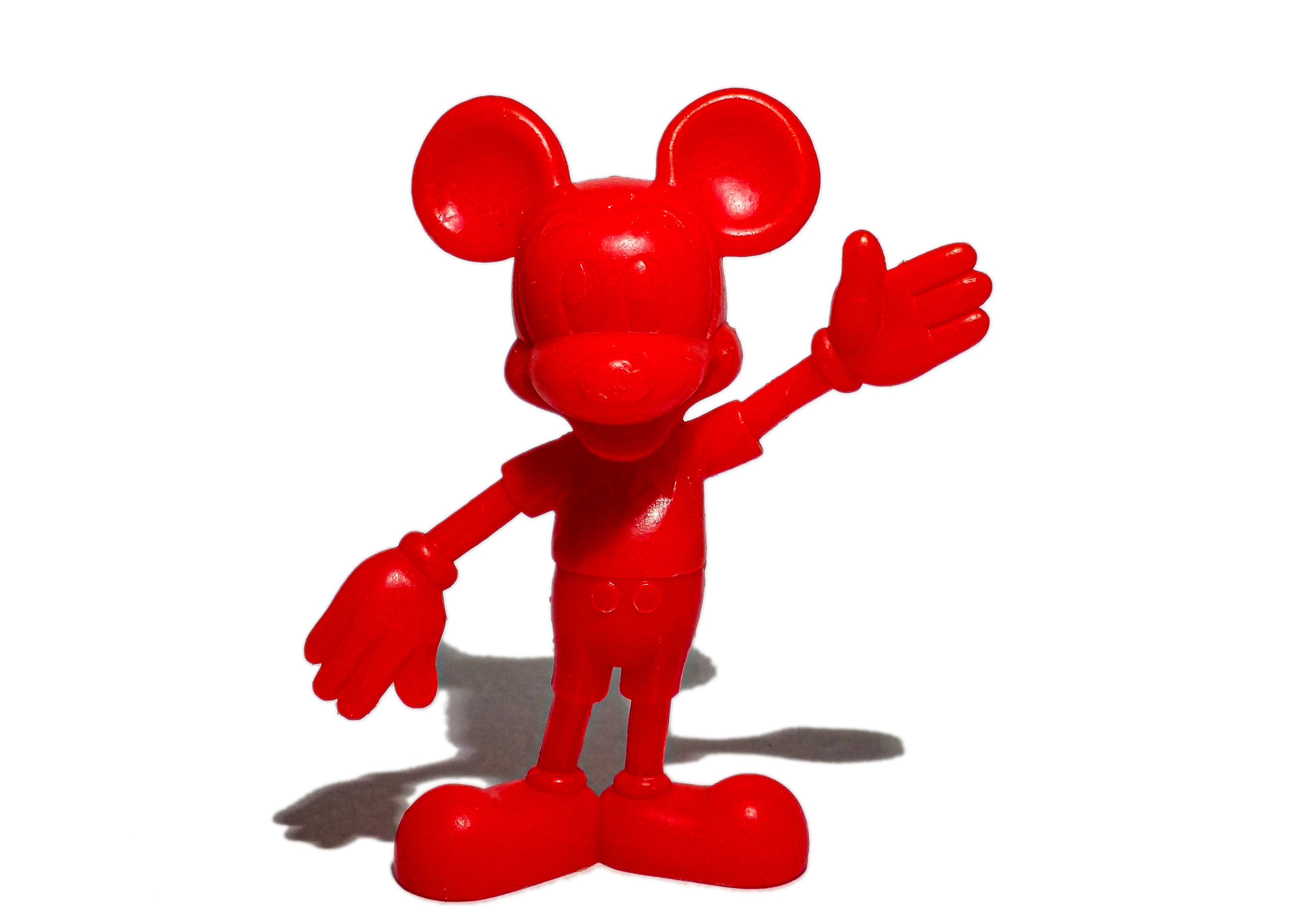Marx Mickey Mouse Plástico Juguete Figura Neón Rojo Plástico Vintage ...