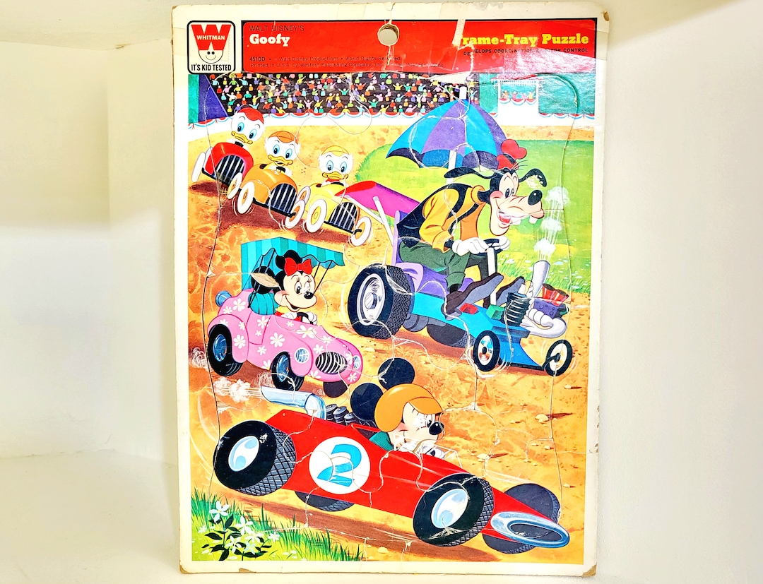 Goofy and Friends Vintage Walt Disney Frame-tray Puzzle 12 Piece Jigsaw ...