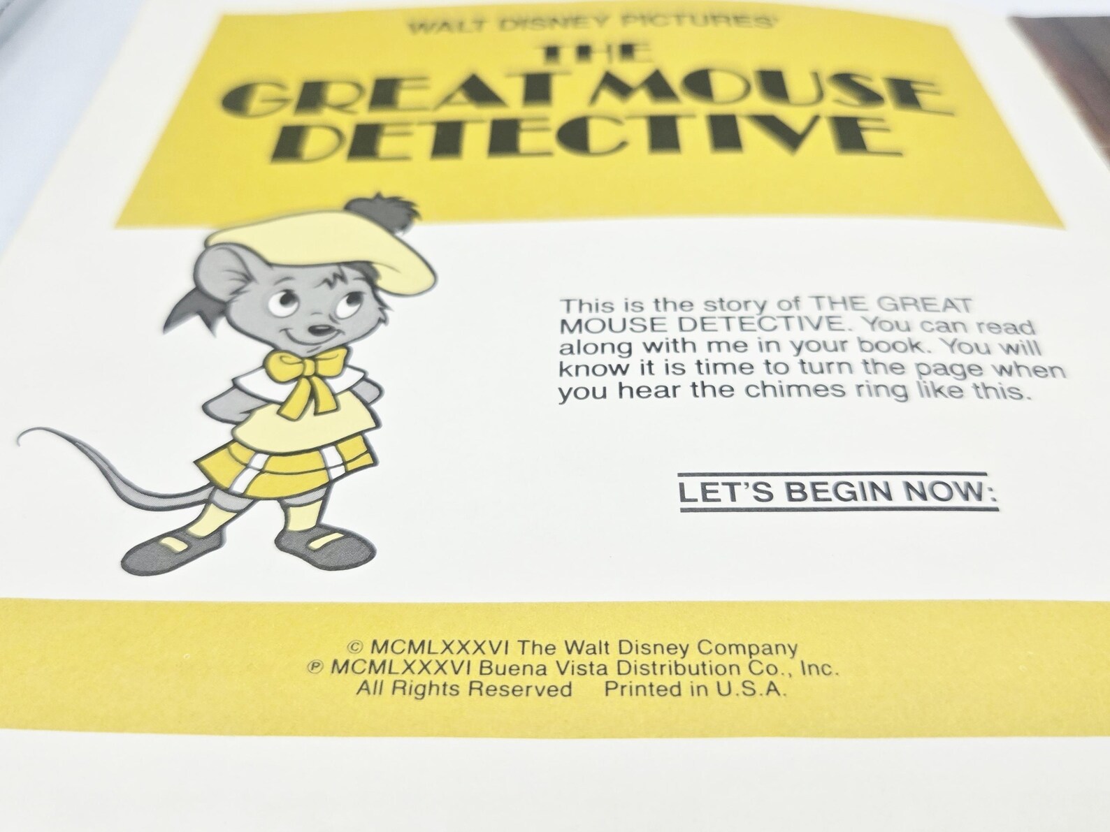 The Great Mouse Detective Walt Disney Softcover Children's Book 1986 ...