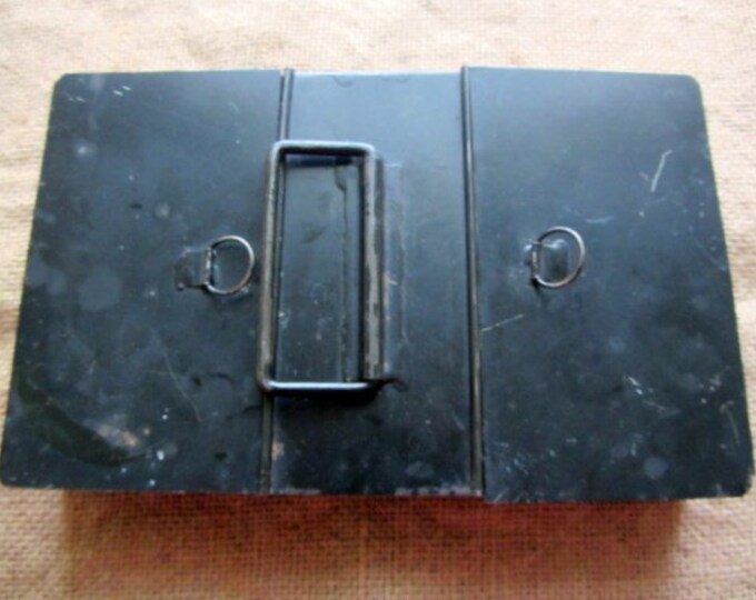 Vintage Black Metal Box With Three Compartments - Etsy