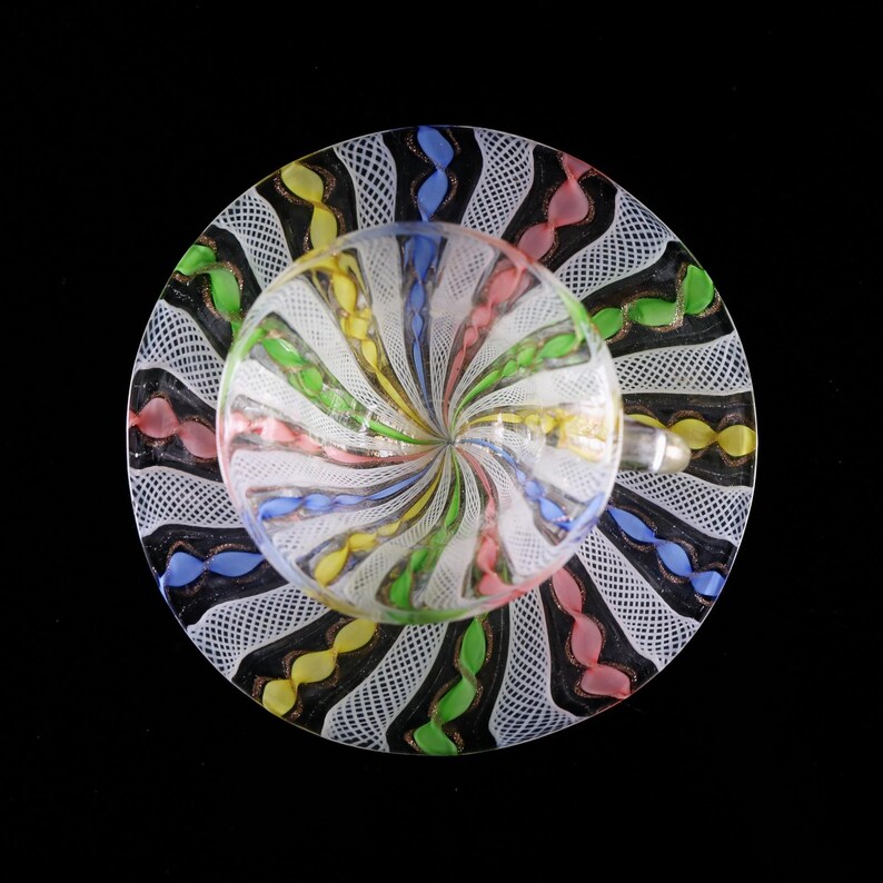 Murano Glass Latticino Ribbons Espresso Cup & Saucer Set – Handblown ...