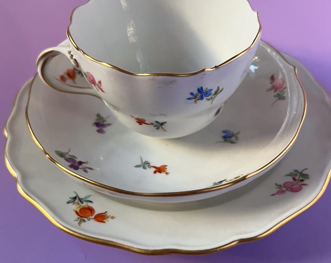 Antique Victorian Meissen Porcelain Trio – Coffee Cup, Saucer & Plate ...