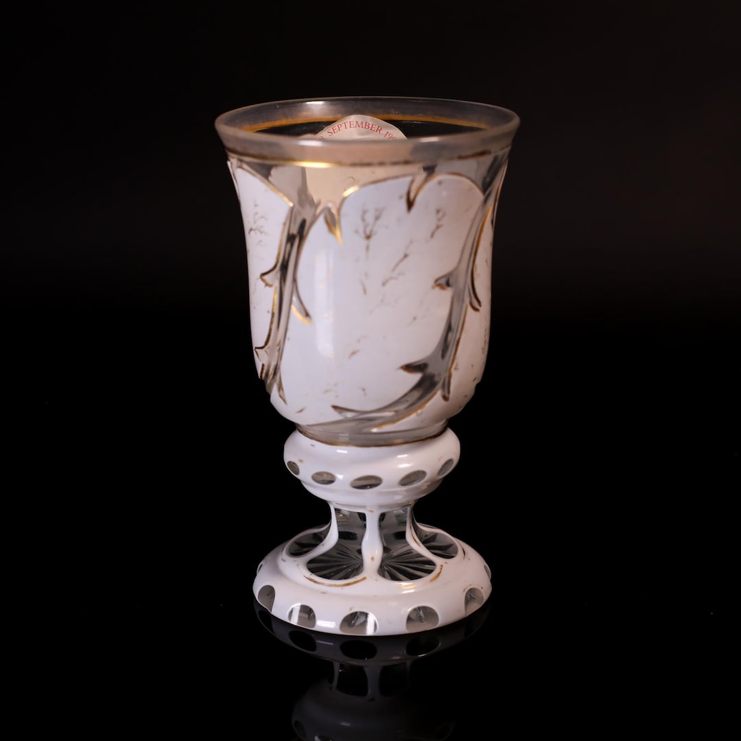 Antique Biedermeier Glass Beaker: Bohemian Crystal With Gilt Scroll ...
