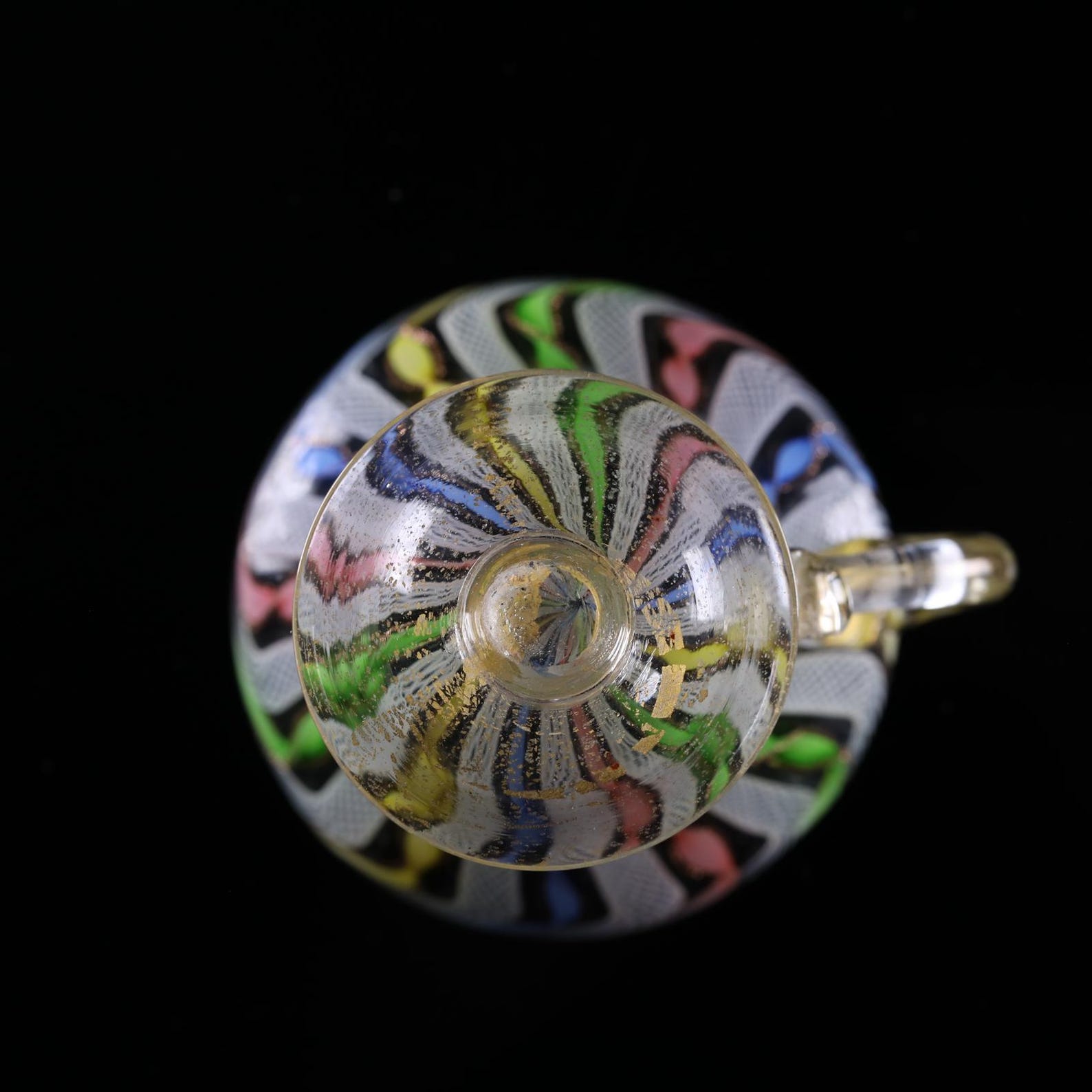 Murano Glass Latticino Ribbons Espresso Cup & Saucer Set – Handblown ...