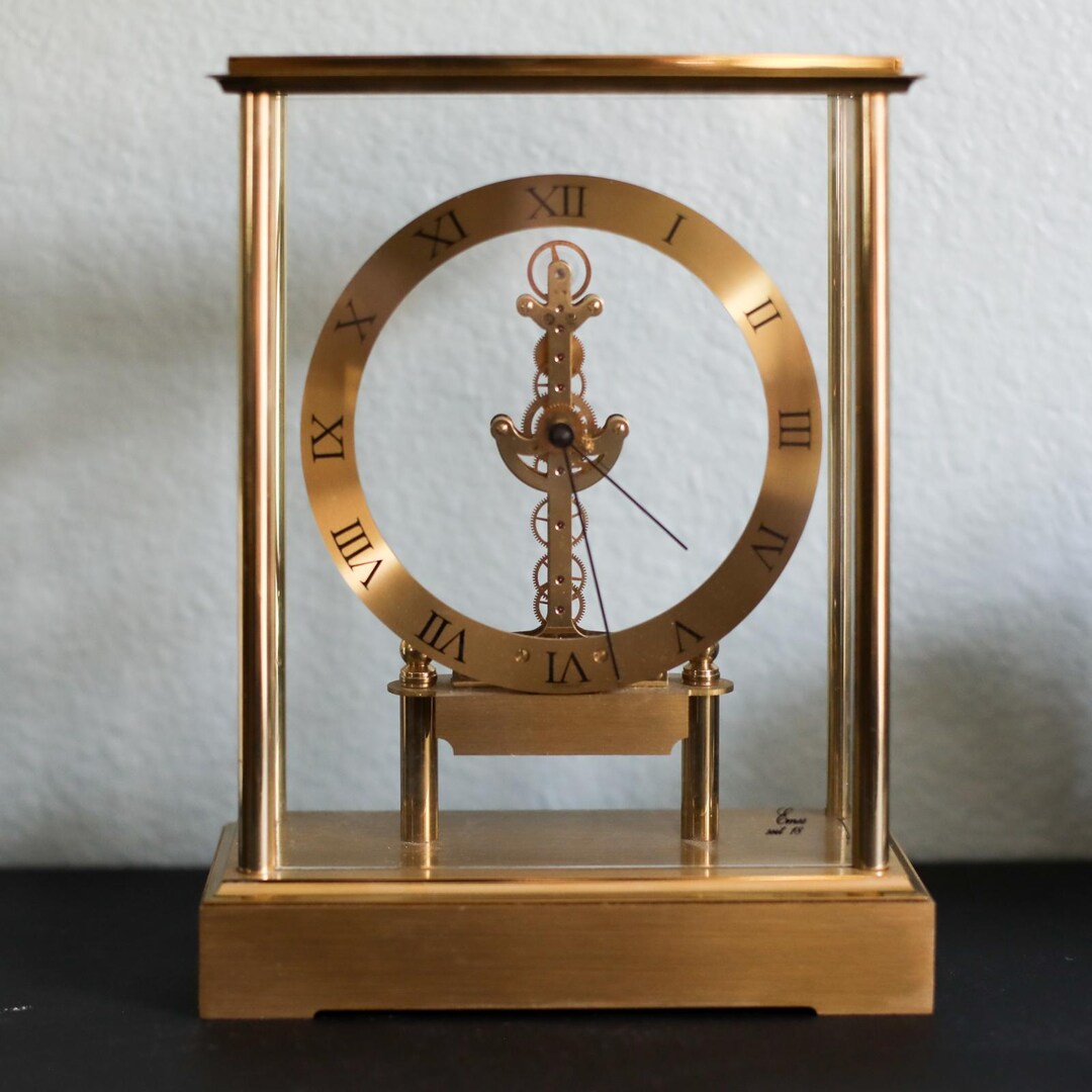 Vintage MCM Emes Skeleton Tabletop Brass Clock. - Etsy