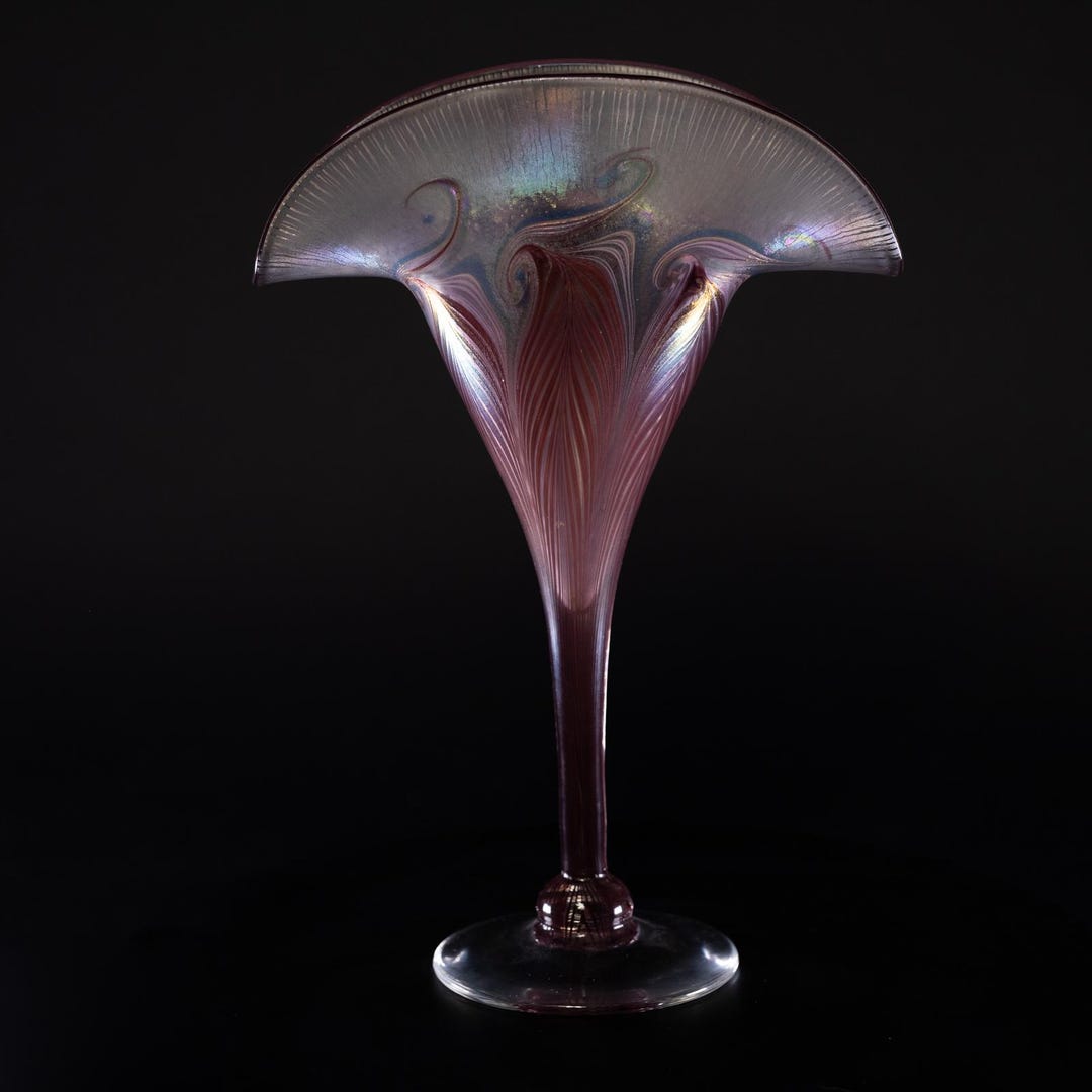 Vandermark Iridescent Art Glass Fan Vase | Handblown and Signed ...