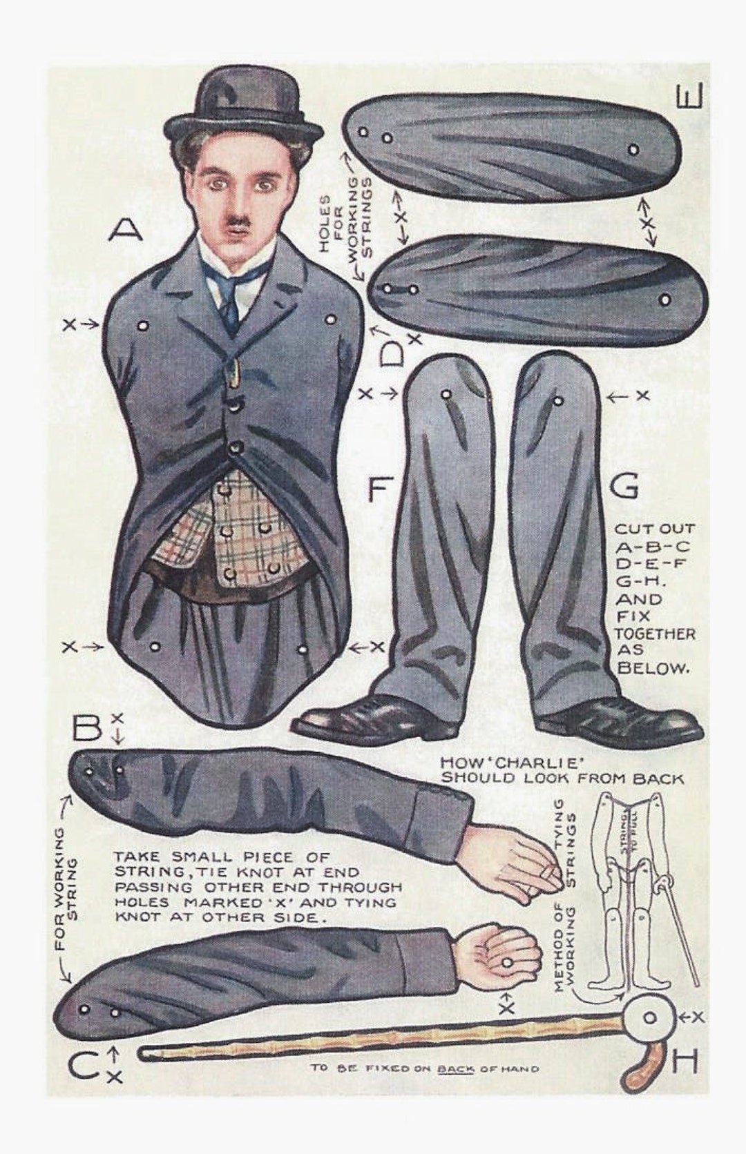 Charlie Chaplin Cut Out Postcard - Etsy