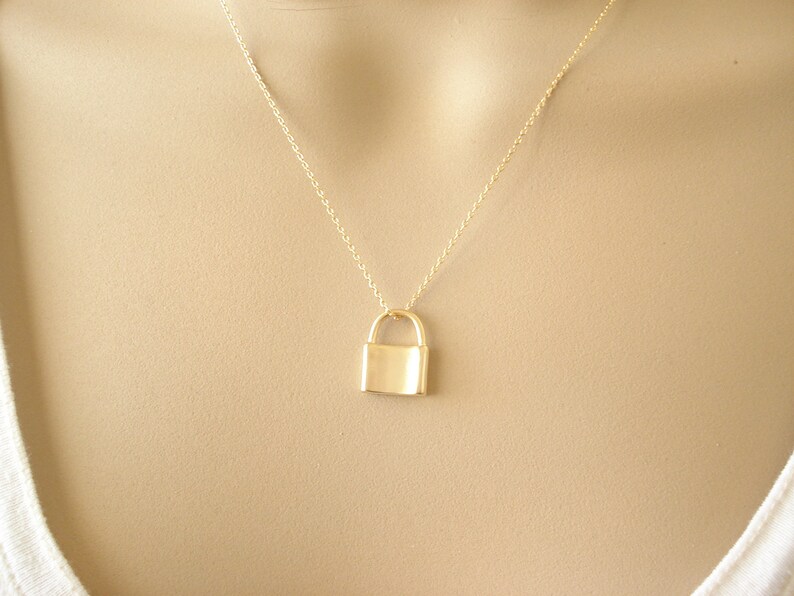 Gold Lock Necklace...padlock Pendant Custom Length Chain | Etsy