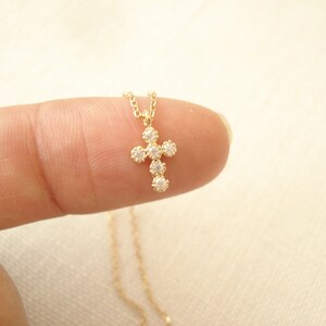 Tiny Minimalist Cross Necklace in Silver or Gold...simple Everyday ...