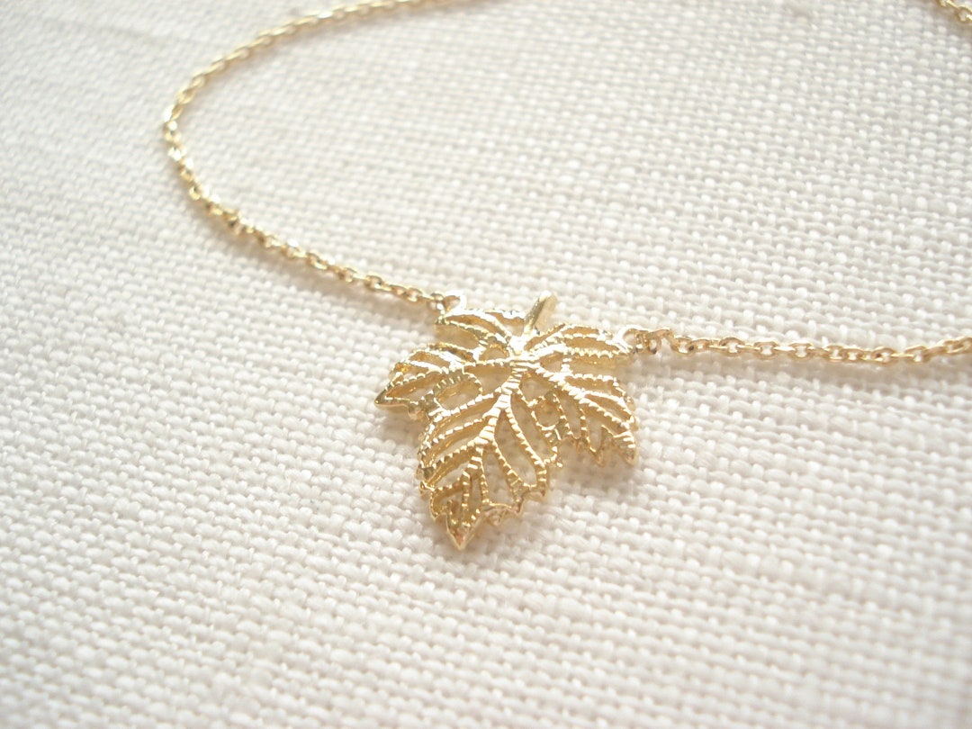 Autumn Leaf Necklace...gold Maple Leaf Necklace, Delicate Plant ...