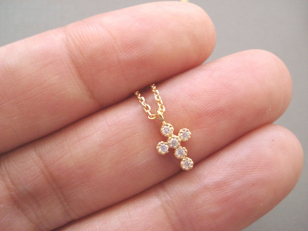 Petite Cross Necklace in Gold or Silver..simple Everyday, Bridal ...