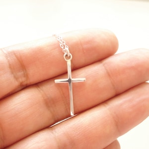Sterling Silver Thin Cross Necklace..simple Cross Pendant Charm ...