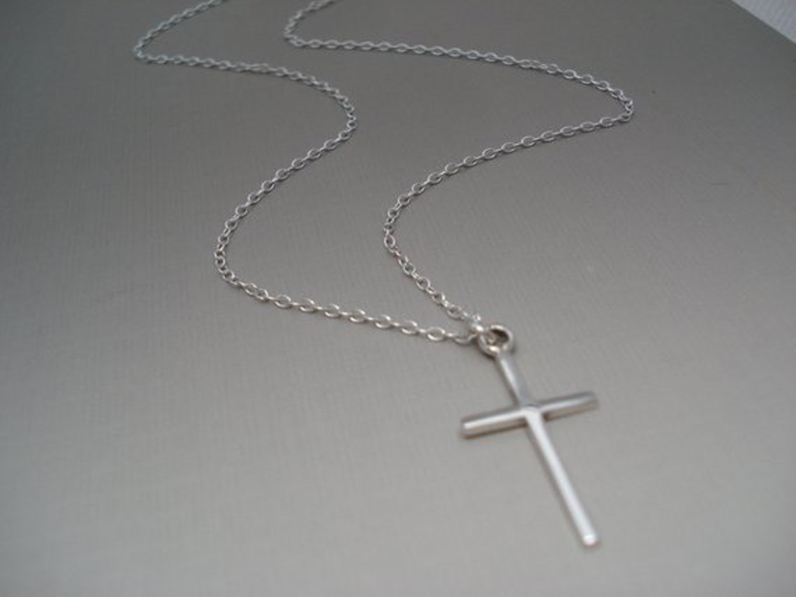 Sterling Silver Thin Cross Necklace..simple cross pendant | Etsy