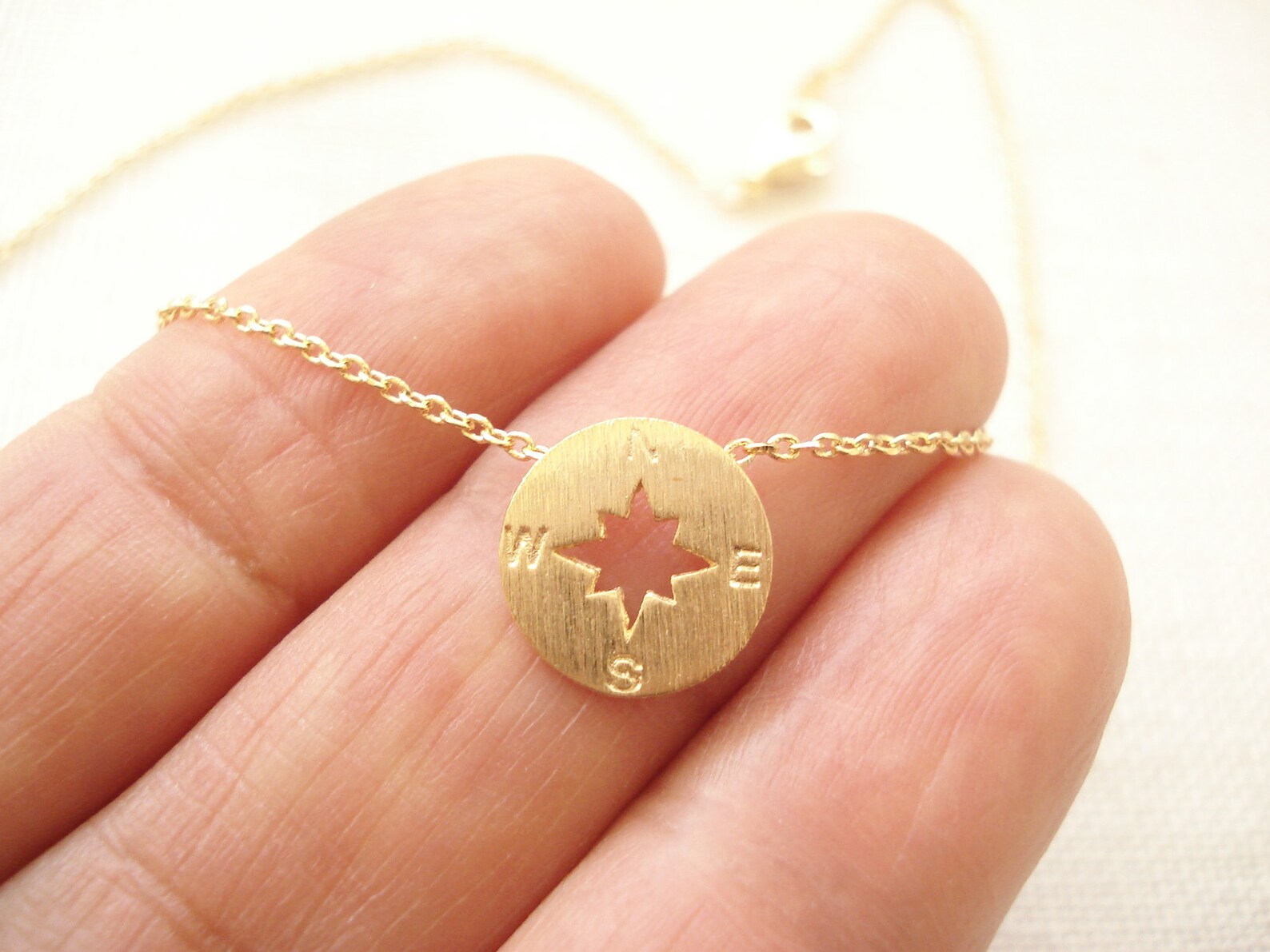 Compass Gold Rose Gold or Silver necklace..simple handmade | Etsy