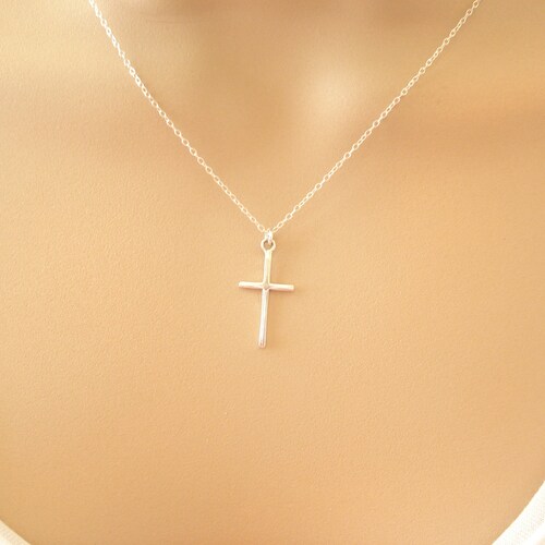 Sterling Silver Cross Necklace Simple Everyday Necklace - Etsy