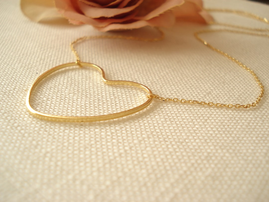 Valentines Day Gifts for Her...big Open Heart Necklace...gold, Silver ...