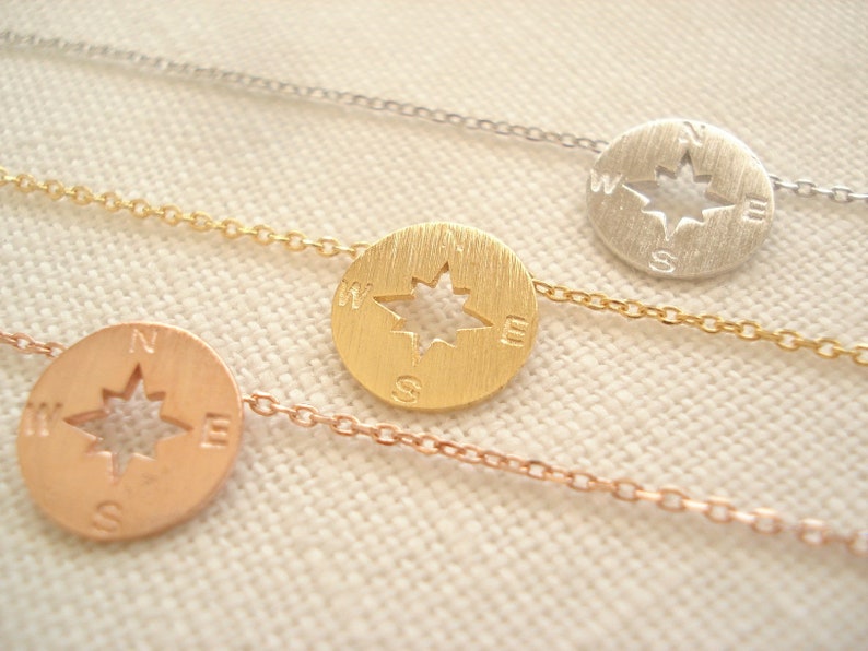 Compass Gold Rose Gold or Silver necklace..simple handmade | Etsy