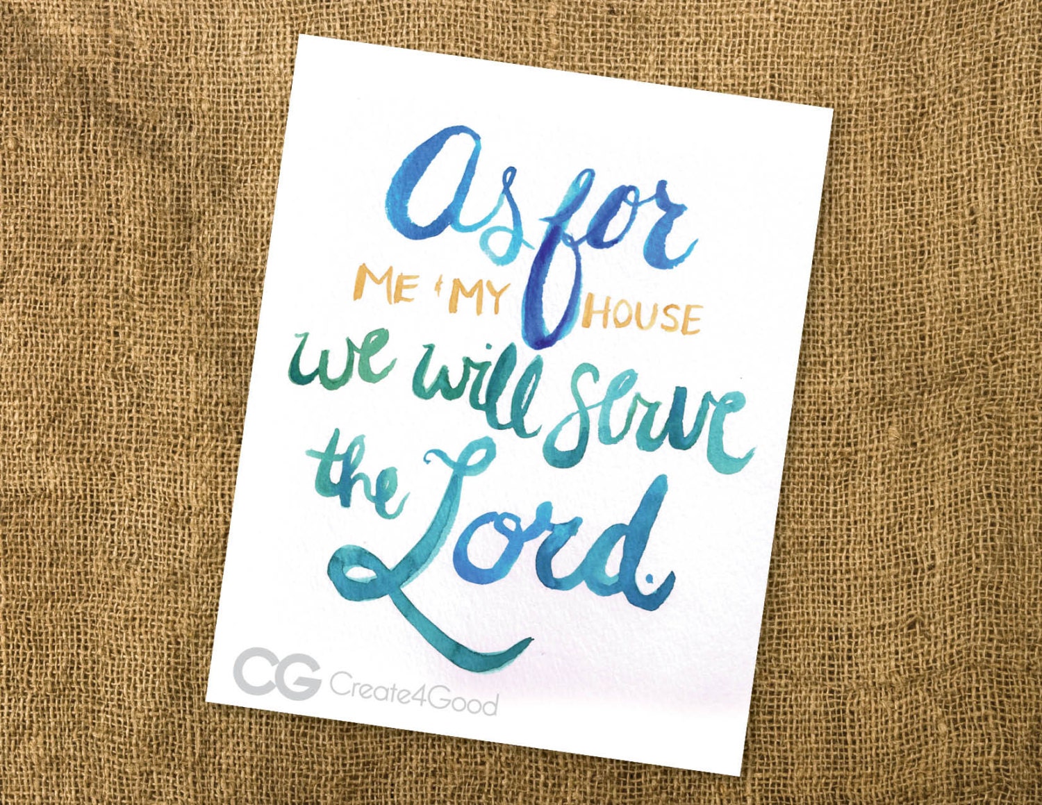 As for Me and My House // DIGITAL DOWNLOAD // Watercolor Word Art - Etsy
